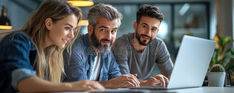 A Group of Business Professionals Collaborating on a Project Around a ...