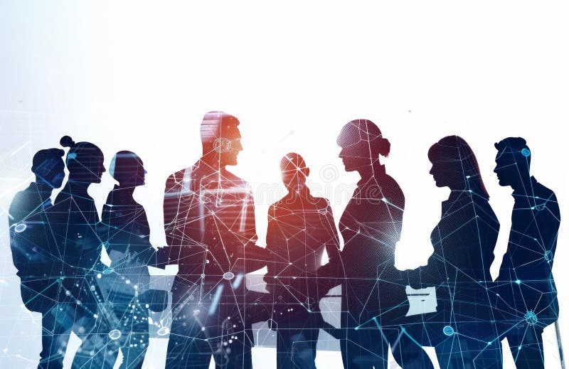 A Group of Business Professionals with Digital Network in a Creative ...