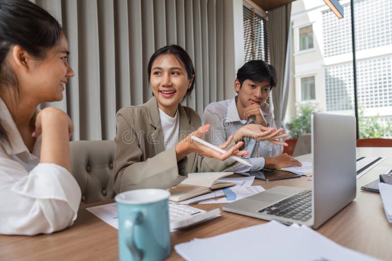 Business Professional Engaged in Discussion and Idea Exchange in Modern ...