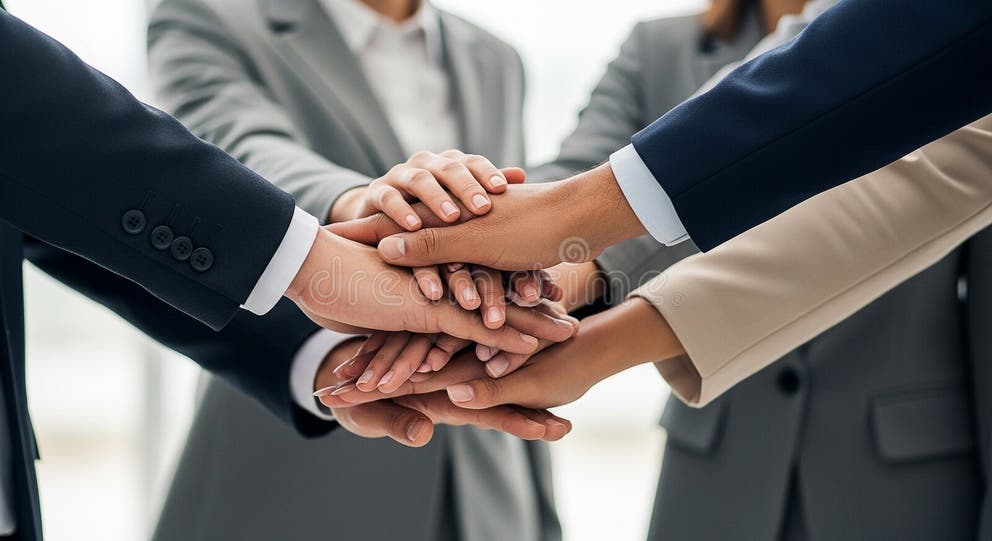 A Group of Business People Stacking Their Hands Together in a Display ...