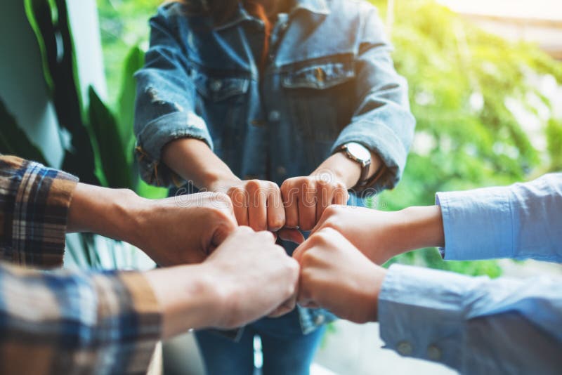 Group of Business Team Work Join Their Hands Together with Power and ...