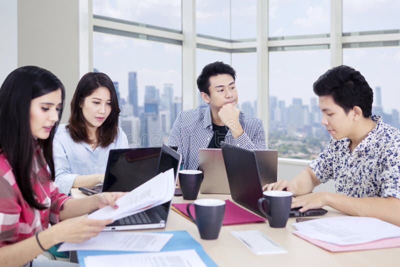 Group of Business Team Working Together in Office Stock Image - Image ...