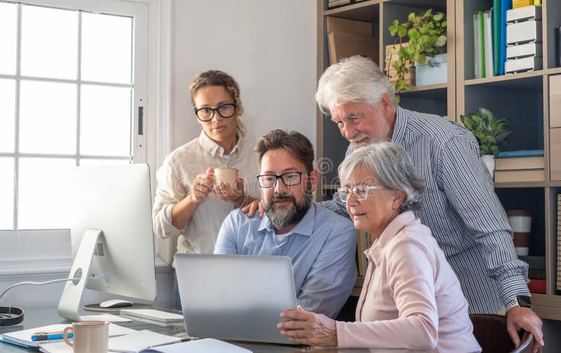Group of Business Women and Men Working in the Office and Discussing ...