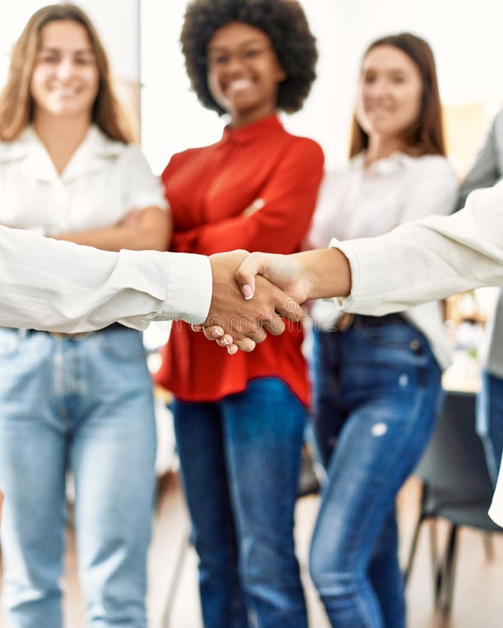 Group of Business Workers Looking Partners Handshake at the Office ...