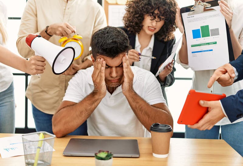 Group of Business Workers Screaming To Stressed Partner at the Office ...