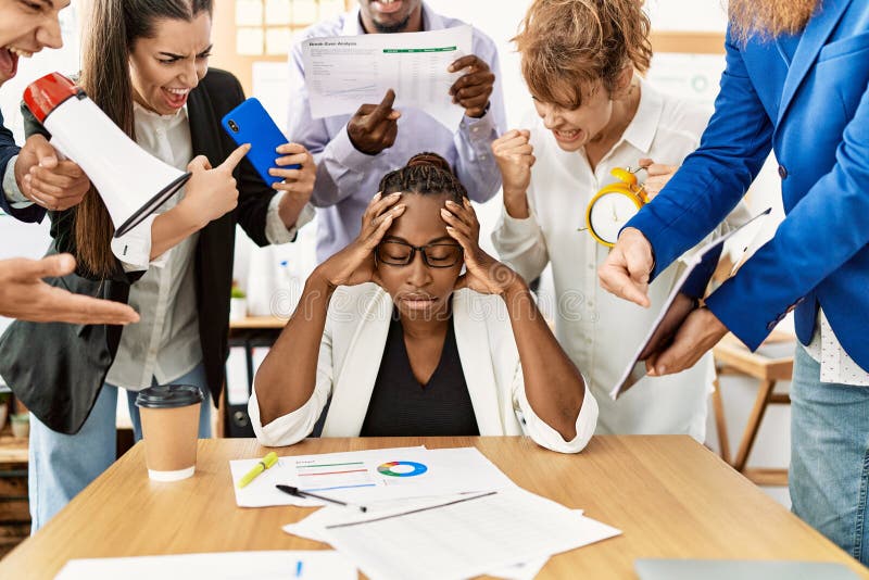 Group of Business Workers Screaming To Stressed Partner at the Office ...