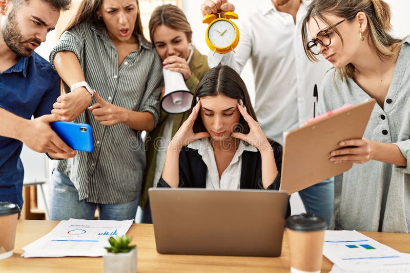 Group of Business Workers Screaming To Stressed Partner at the Office ...