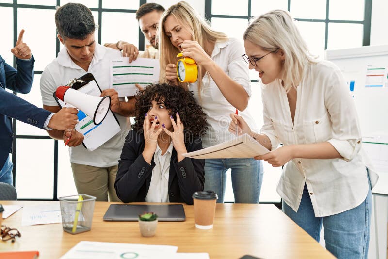 Group of Business Workers Screaming To Stressed Partner at the Office ...