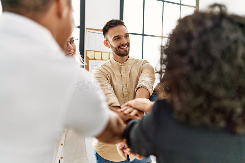 Group of Business Workers Smiling Happy Celebrating with Hands Together ...