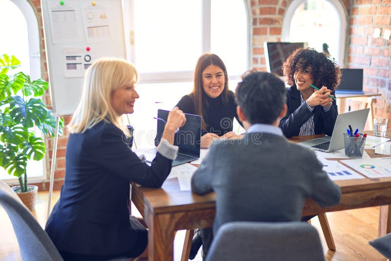 Group of Business Workers Smiling Happy and Confident Stock Photo ...