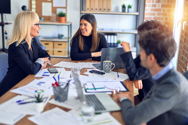 Group of Business Workers Smiling Happy and Confident Stock Photo ...