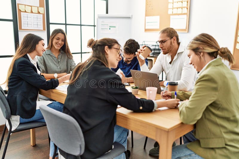 Group of Business Workers Smiling Happy Working at the Office Stock ...