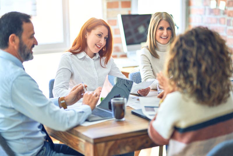 Group of Business Workers Smiling Happy Working Together Stock Image ...