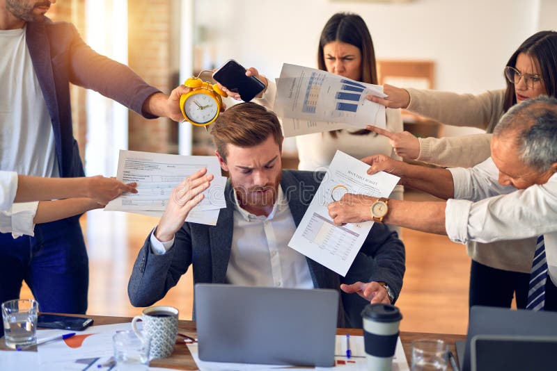 Group of Business Workers Working Together Stock Photo - Image of alarm ...