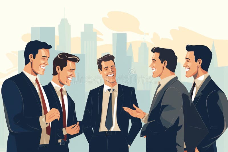 Group of Businessman, Classic Character Design, Talking Each Other ...