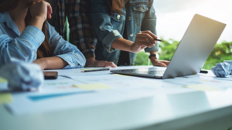 Group of Businessman Working and Using Laptop Computer Stock Image ...