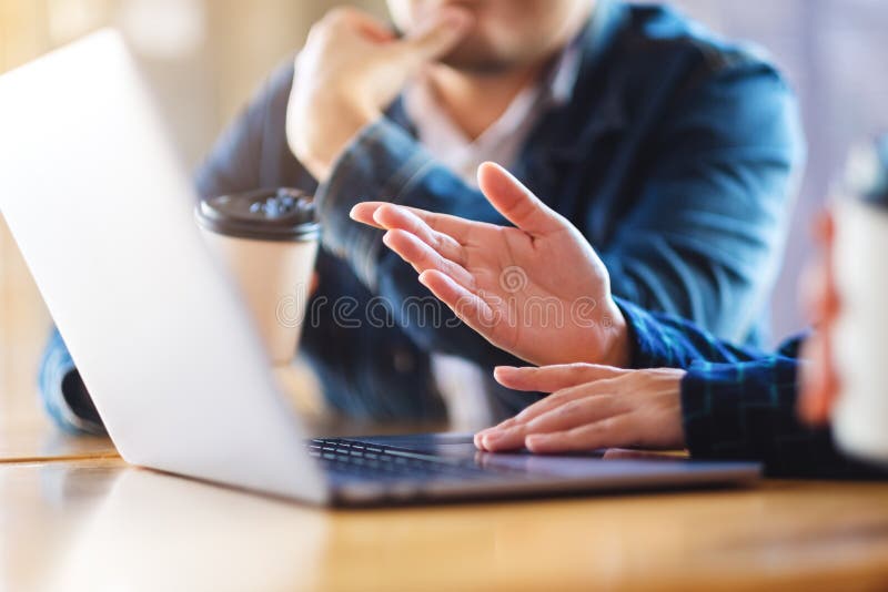 Group of Businessman Working and Using Laptop for Presentation Stock ...