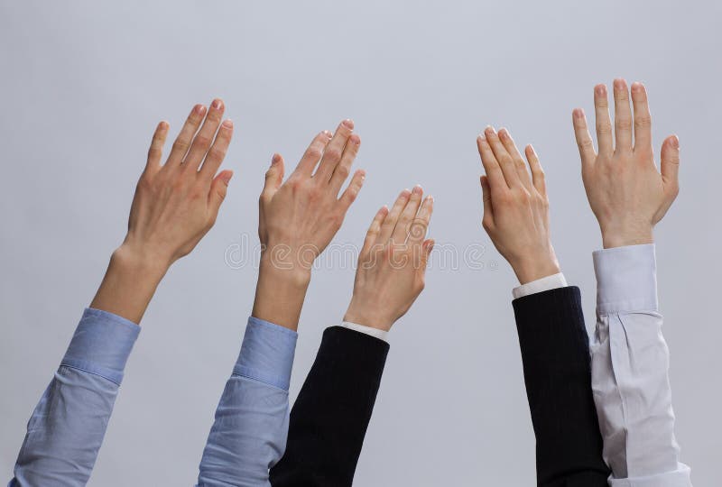 Group of Businessmen Holding Hands Up Stock Photo - Image of idea ...