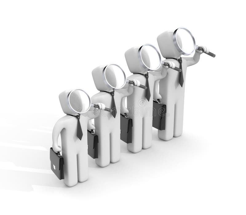 Group of Businessmen with Magnifying Glasses Stock Illustration ...