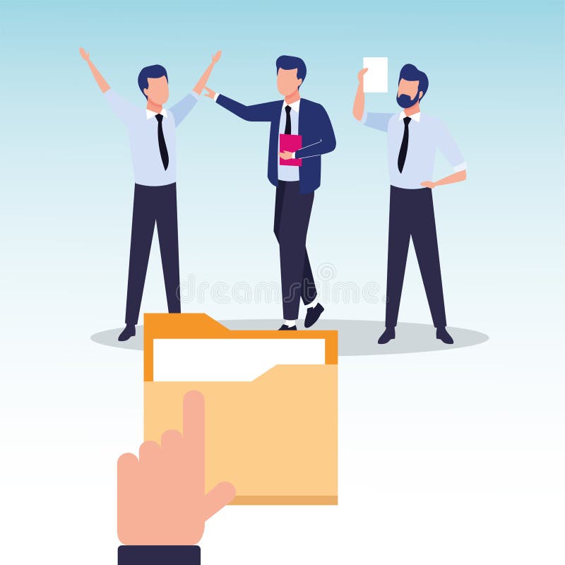 Group of Businessmen Teamwork with Folder Documents Stock Vector ...