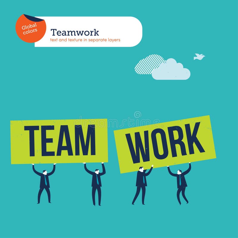 Group of Businesspeople with Banners Team Work. Stock Illustration ...