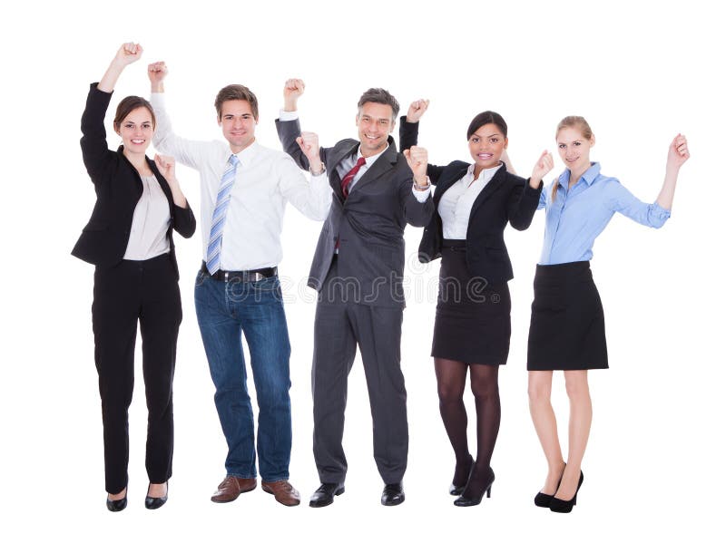 Businesspeople Raising Their Hands Stock Image - Image of corporate ...