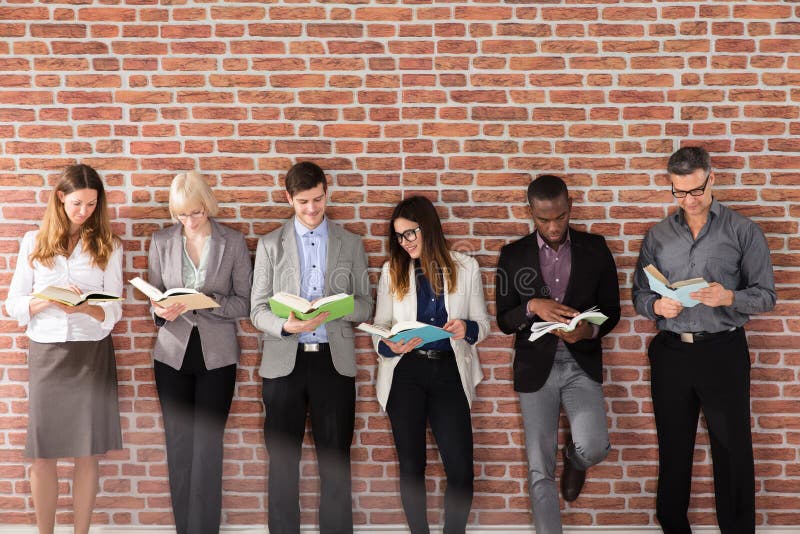 Group of Businesspeople Reading Books Stock Image - Image of executive ...