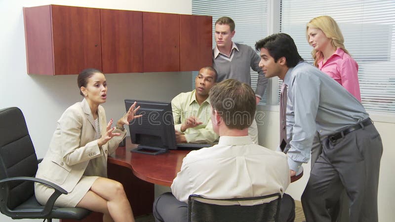 Group of Businesspeople Talking in Crowded Office Stock Video - Video ...