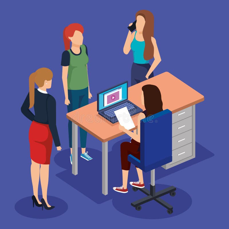 Group of Businesswomen in the Office Stock Vector - Illustration of ...