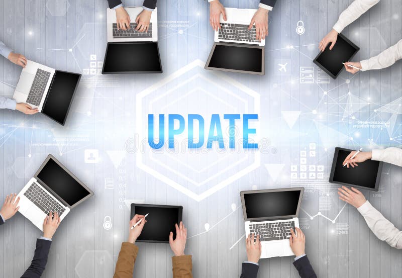 Group of Busy People Working in an Office, Technology Concept Stock ...