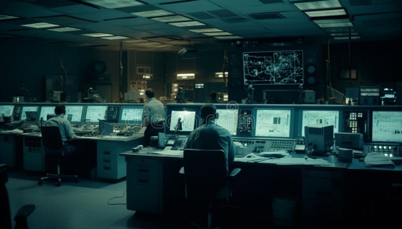 A Group of Busy Professionals Working Indoors Using Computer Equipment ...