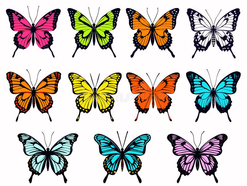 A Group of Butterflies with Different Colors - Colorful Butterfly S Set ...