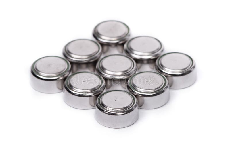 Group of Button Cell Isolated Stock Image - Image of flat, energy ...