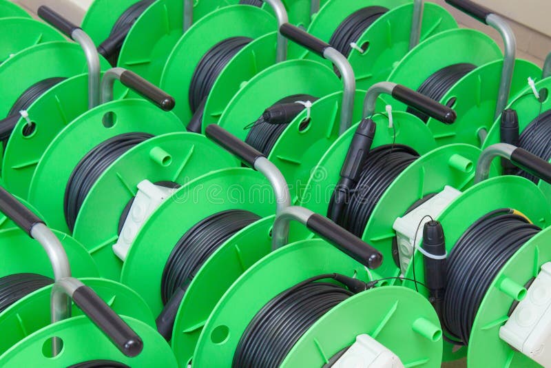 Group of cable reels stock image. Image of drum, light - 23637023