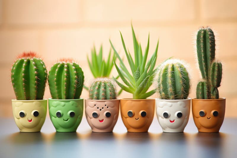 A Group of Cacti with Googly Eyes Stock Image - Image of funny, plants ...