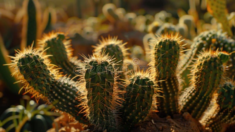 A Group of Cactus Plants in a Vast Field. Suitable for Desert and ...