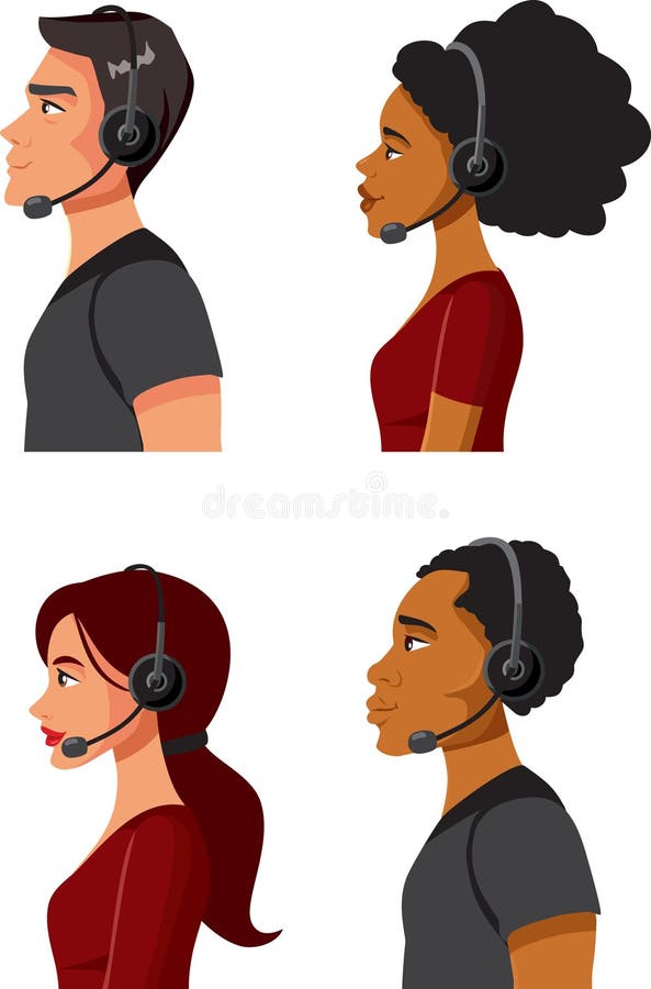 Group of Call Center Employees of Different Ethnicity Vector Set Stock ...
