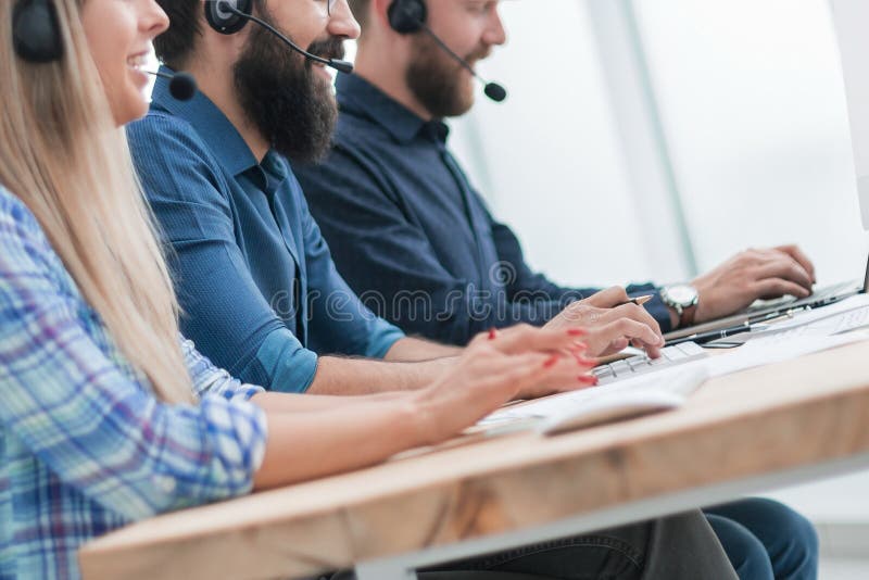 Group of Call Center Employees Working on Modern Computers Stock Photo ...