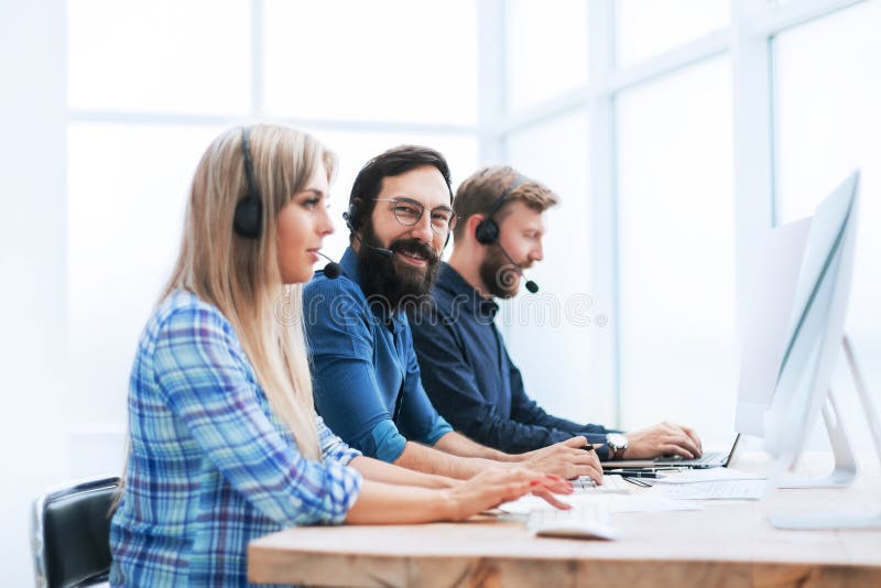 Group of Call Center Employees Working on Modern Computers Stock Image ...