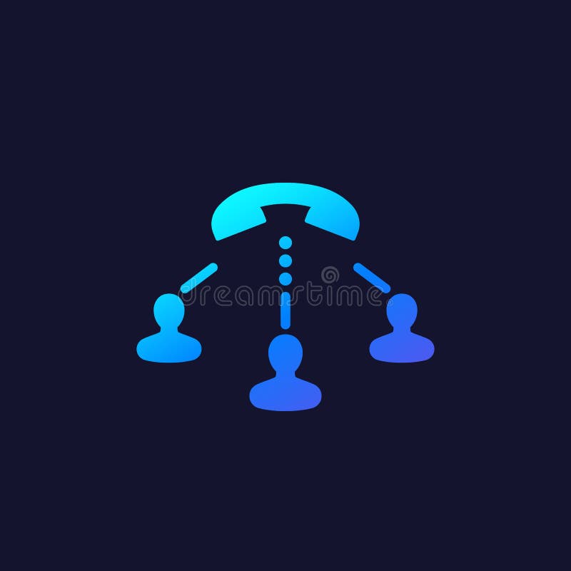 Group Call Vector Icon on Dark Stock Vector - Illustration of group ...