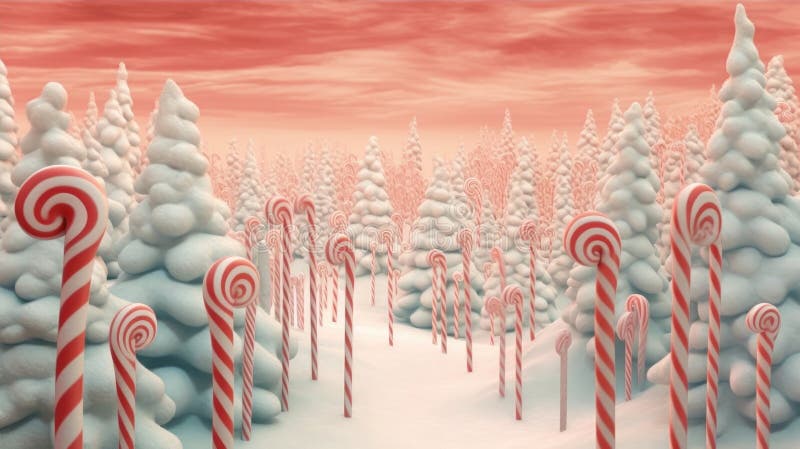 A Group of Candy Canes in a Snowy Forest Stock Illustration ...