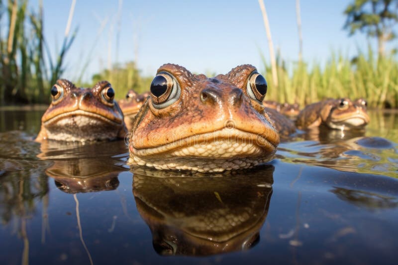 A Group of Cane Toads in a Wetland Stock Illustration - Illustration of ...
