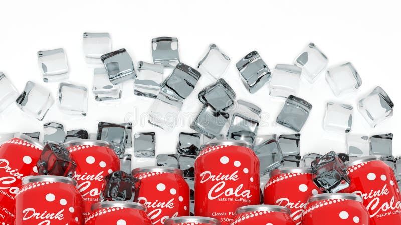 Group of Cans with Cola in Ice Cubes Stock Illustration - Illustration ...