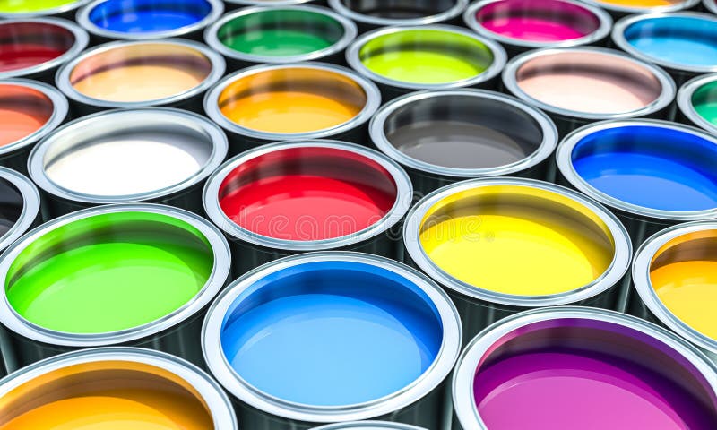 Group of Cans Filled with Coloured Paint Stock Illustration ...