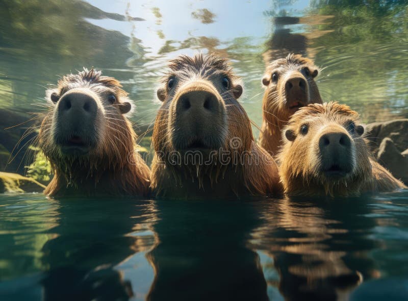 A group of capybaras stock illustration. Illustration of wild - 291115877
