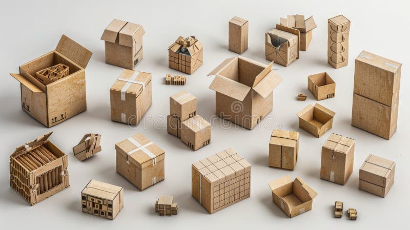 A Group of Cardboard Boxes Neatly Arranged on a Table. Perfect for ...