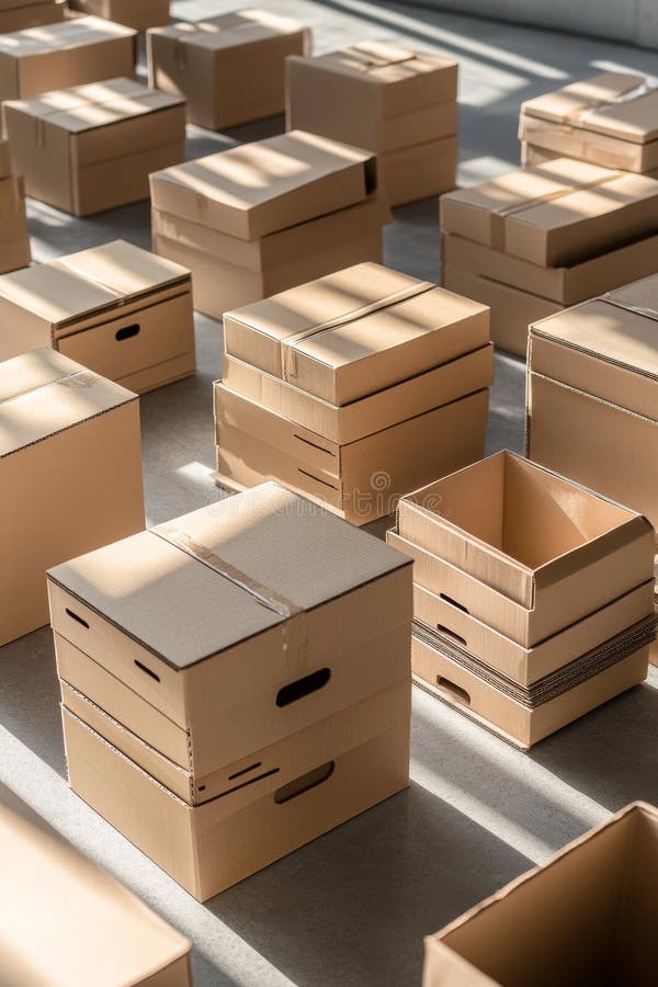 A Group of Cardboard Boxes Open in the Sunlight, Ready for Packing ...