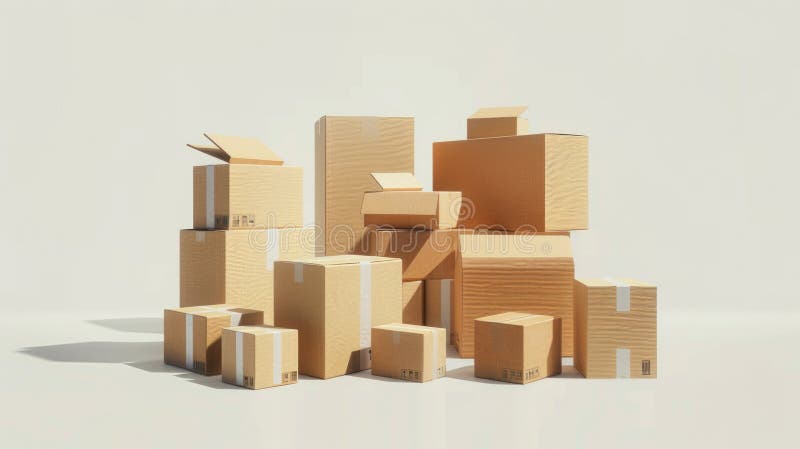 A Group of Cardboard Boxes Stacked on Top of Each Other. Perfect for ...