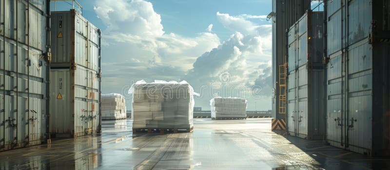 Group of Cargo Containers Aligned Together Stock Photo - Image of ...