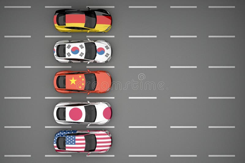 Group of Cars Painted in the Flag of the Country Stock Illustration ...